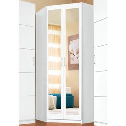 Priess Eckkleiderschrank &raquo;Bilbao&laquo; mit 3 verschiedenen Fronten wei&szlig; B/H/T: 193cm x 36cm,mit Spiegelt&uuml;ren