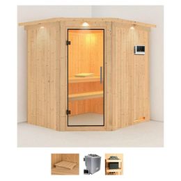 Karibu Sauna &raquo;Siirin&laquo; Set, 9 KW-Bio-Ofen mit externer Steuerung beige Bio-Kombiofen, externe Steuerung, 9 kW