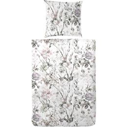 Primera Bettw&auml;sche &raquo;Mako-Satin Bettw&auml;sche Levin&laquo; 2 Stk. mit extravaganten Blumen-Prints grau Mako-Satin, Obermaterial: 100% Baumwolle B/L: 135cm x 200cm, 1 