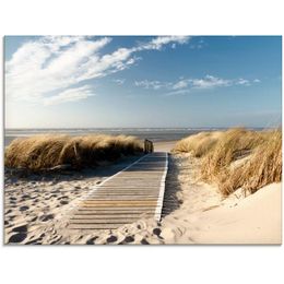 Artland Glasbild &raquo;Nordseestrand auf Langeoog - Steg&laquo; Strand 1 Stk. tlg. in verschiedenen Gr&ouml;&szlig;en beige B/H/T: 60cm x 45cm, Glasbild Strand, 1 Stk.