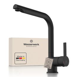 WASSERWERK Sp&uuml;ltischarmatur &raquo;WK 4, Wasserhahn, K&uuml;che, Einhebelmischer&laquo; 360&deg; schwenkbar, Cold-Start-Funkt., ger&auml;uscharm schwarz B/H/T: 5,7cm x 29,8cm x