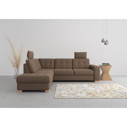Sit & More sit&more Ecksofa &raquo;Quincy L-Form&laquo; wahlweise mit Schlaffunktion und Bettkasten braun B/H/T: 249cm x 82cm x 213cm, Luxus-Microfaser ALTARA NUBUCK , 