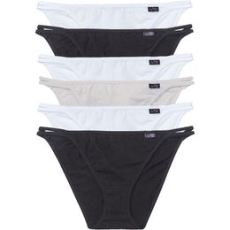 bonprix Damen bonprix Tangaslip &raquo;Tanga Slip (6er Pack)&laquo; Packung, 6 Stk. mit doppelten Seitenb&auml;ndern, bequeme Passform, im 6er-Pack schwarz 32/34 (XS),