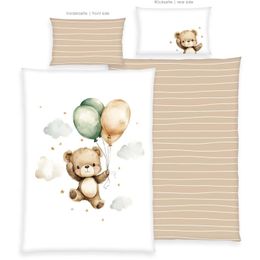 Baby Best Babybettw&auml;sche &raquo;Ballon Teddy&laquo; 2 Wendebettw&auml;sche beige Renforc&eacute;, Obermaterial: 100% Baumwolle B/L: 135cm x 200cm, 1 Stk., 1 Stk., Renforc&eacute;, B/L: 80cm x