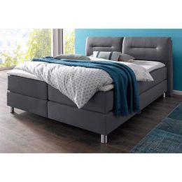 Maintal Boxspringbett inkl. Topper grau Bezug bei beige, anthrazit und hellgrau: pflegeleichter Strukturstoff (100% Polyester);Bezug bei wei&szlig; und schwarz: 