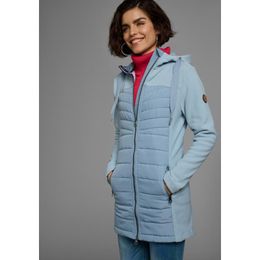 Kangaroos Damen Kangaroos Langjacke mit Kapuze Hybridjacke - Fleecejacke mit wattierten Bereichen blau 42