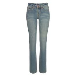 Arizona Damen Gerade Jeans "Kontrastn&auml;hte", blau, Basic, Gr. 34, Jeans, Obermaterial: 98% Baumwolle, 2% Elasthan, Jeans, niedrige Leibh&ouml;he, in