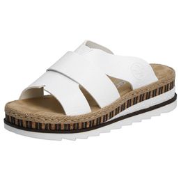 Rieker Damen Pantolette Keilabsatz, Sommerschuh, Schlappen mit Juteumrahmung wei&szlig; 42