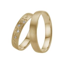 Firetti Unisex Trauring &raquo;Schmuck Geschenk Gold 375 Hochzeit Ehering "LIEBE" Sterne&laquo; Made in Germany, wahlweise mit oder ohne Brillanten gold 17,5, 
