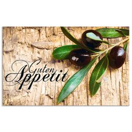 Artland K&uuml;chenr&uuml;ckwand &raquo;Oliven Guten Appetit&laquo; Alu Spritzschutz mit Klebeband, einfache Montage braun Aluminium B/H: 80cm x 50cm