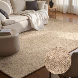 Teppich Hanse Home, B:80cm H:12mm L:150cm, beige, Kunstfaser, Wohnzimmer, Teppiche, "Wolly 2", Flachgewebe, L&auml;ufer, Skandi, Woll-Optik, Esszimmer,
