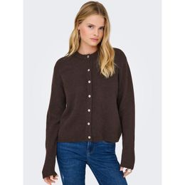 Only Damen Only Strickjacke &raquo;ONLSIMONI L/S O-NECK CARDIGAN KNT NOOS&laquo; Materialmix, relaxed fit braun XS