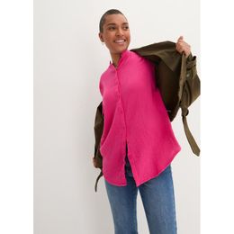 bonprix Damen bonprix Langarmbluse &raquo;Musselin-Longbluse aus Baumwolle&laquo; Oversize-Passform, mit Seitenschlitzen, aus Musselin rosa 42