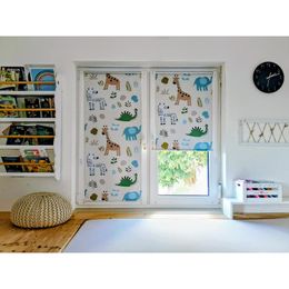 K-home Seitenzugrollo &raquo;Seitenzugrollo Thermo Klemmfix-Rollo mit Motiv Zoo&laquo; verdunkelnd Hitzeschutz Verdunkelung ohne Bohren freih&auml;ngend Kinderrollo 