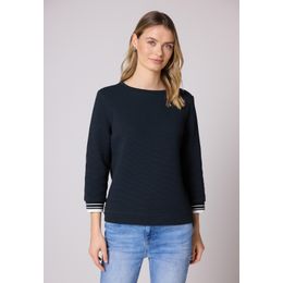 Street One Damen 3/4-Arm-Shirt, schwarz, Gr. 34, unifarben, Web, 86% Baumwolle, 12% Polyester, 2% Elasthan, Shirts, mit U-Boot-Ausschnitt