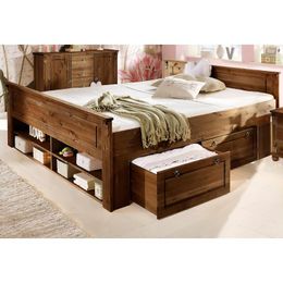 OTTO home Massivholzbett &raquo;Tessin, Stauraumbett, Landhausstil, Schubladen optional, rustikal&laquo; Breite/Belastbarkeit 180cm/220 KG, 140cm/180 KG, 