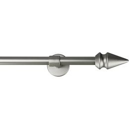 Garesa Gardinenstange &raquo;SPYRNA&laquo; &Oslash; 16 mm 1 l&auml;ufig-l&auml;ufig Wunschma&szlig;l&auml;nge Vorhanggarnitur, verl&auml;ngerbar, Spitze, ohne Ringe silber Holzwerkstoff, Metall B