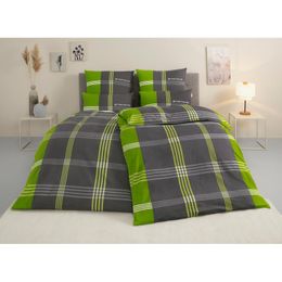 Tom Tailor HOME Bettw&auml;sche &raquo;Ole&laquo; 2 karierte Bettw&auml;sche aus Baumwolle, mit Rei&szlig;verschluss gr&uuml;n Renforc&eacute;, Obermaterial: 100% Baumwolle B/L: 135cm x 