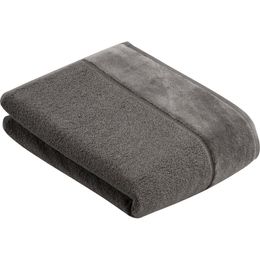 Vossen Badetuch &raquo;Pure&laquo; Baumwolle & VEGAN, mit eleganter Veloursbord&uuml;re grau Frottier, Obermaterial: 100% Baumwolle B/L: 67cmx140cm, 1 Stk., Frottier