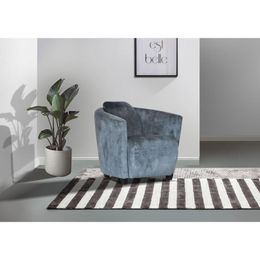 GUTMANN FACTORY Sessel blau 100% Polyester Veloursstoff, B/H/T: 72cm x 72cm x 85cm
