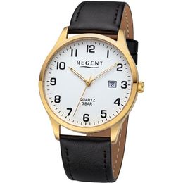 Regent Uhren Regent Herren Quarzuhr Armbanduhr, Herrenuhr, Damenuhr, Datum, Lederarmband schwarz Einheitsgr&ouml;&szlig;e