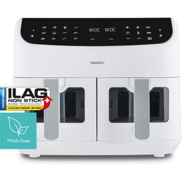 Medion Hei&szlig;luftfritteuse &raquo;MD 11760 P20XXL Twin&laquo; 2400 W Temperatur 50 - 200 &deg;C, ILAG Beschichtung, Sync-Finish Einheitsgr&ouml;&szlig;e Hei&szlig;luftfritteuse