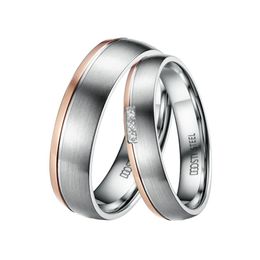 DOOSTI Unisex DOOSTI Trauring &raquo;Schmuck Geschenk Edelstahl Trauring Ehering Partnerring LIEBE&laquo; Made in Germany, wahlweise mit oder ohne Zirkonia rosa 