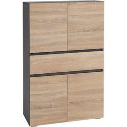 Home Affaire Midischrank &raquo;Wisla&laquo; mit 4 T&uuml;ren & 1 Schublade, Breite 76 cm, H&ouml;he 130 cm grau Holzwerkstoff anthrazit, B/H/T: 76cm x 130cm x 35cm, 