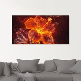 Artland Glasbild &raquo;Feuerblume&laquo; Blumen 1 Stk. tlg. in verschiedenen Gr&ouml;&szlig;en rot B/H/T: 100cm x 50cm, Glasbild Blumen, 1 Stk.