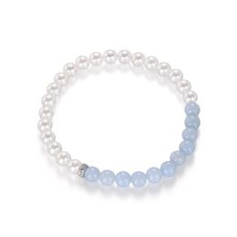 Firetti Damen Armband &raquo;Schmuck Geschenk Silber 925 Armschmuck Armkette Rondell&laquo; mit Amazonit, Zirkonia (synth.) - mit Perle (synth.) wei&szlig; 19cm, Nylon 