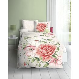 Kaeppel Bettw&auml;sche &raquo;Blushing Rose&laquo; 2 Stk. Mit Rosen beige Mako-Satin, Obermaterial: 100% Baumwolle B/L: 135cm x 200cm, 1 Stk., 1 Stk., Mako-Satin, B/L: 80cm x