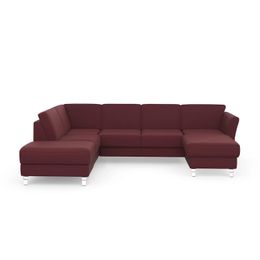 Sit & More sit&more Wohnlandschaft &raquo;Visby U-Form&laquo; Wahlweise mit Schlaffunktion und Stauraum, frei im Raum stellbar rot B/H/T: 303cm x 87cm x 213cm, Soft clean, 