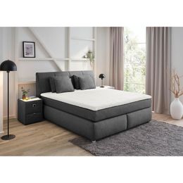 Jockenh&ouml;fer Boxspringbett &raquo;"Carla", wahlweise mit oder ohne Bettkasten&laquo; inkl. 4 Kissen, erh&auml;ltlich in den Breiten 160 & 180cm grau Topper: 100% Polyurethan, Bezug