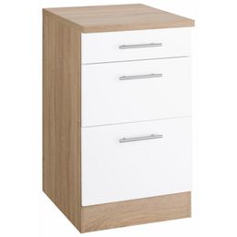 Optifit Unterschrank &raquo;Kalmar&laquo;, Breite 50 cm wei&szlig; Eiche-hell s&auml;gerau, B/H/T: 50cm x 85cm x 60cm, Schubladen: 3 Stk.