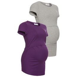 Neun Monate Damen Umstandsshirt &raquo;, 2er Pack T-Shirts f&uuml;r Schwangerschaft und Stillzeit&laquo; Packung, 2, 2 Stk. kurz&auml;rmelig, figurbetonte Passform, 