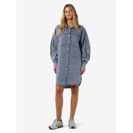 Noisy may Damen Jeanskleid "NMENZA RICA LS SHIRT DRESS", blau, Gr. L, unifarben, Denim/Jeans, Obermaterial: 100% Baumwolle, Kleider, Baumwolle, loose