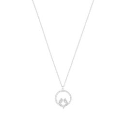 Amor Damen Kette mit Anh&auml;nger &raquo;Kreis mit niedlichem Vogel-Design&laquo; mit Zirkonia (synth.) Silber 925 (Sterlingsilber), L: 45 B: 2mm