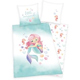 Herding's Young Collection Wendebettw&auml;sche &raquo;Little Mermaid&laquo; 2 Stk. mit liebevollem Motiv bunt Renforc&eacute;, Obermaterial: 100% Baumwolle B/L: 135cm x 200cm, 1 Stk., 1 Stk., Renforc&eacute;