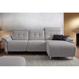 Home Affaire Ecksofa &raquo;Manhattan L-Form&laquo; 2 Sitze mit elektrischer Relaxfunktion, verstellbare Armlehnen grau Kunstleder SOFTLUX ;Flachgewebe (100% 