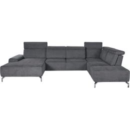Sit & More sit&more Wohnlandschaft &raquo;Gizeh U-Form&laquo; 15 cm Fu&szlig;h&ouml;he, inklusive Sitztiefenverstellung und Kopfteilverstellung grau B/H/T: 340cm x 230cm, Luxus-