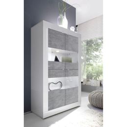 Home Affaire Vitrine &raquo;Basic H&ouml;he 162 cm, Standvitrine mit 4 T&uuml;ren - Metallgriffe,&laquo; Stauraumvitrine in moderner Rahmenoptik, Hochschrank, Anrichte wei&szlig;