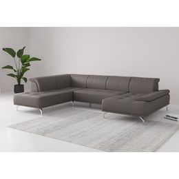 OTTO home Wohnlandschaft &raquo;Caluna&laquo; Inkl.Sitztiefenverstellung, wahlweise mit Kopf- und Armteilverstellung braun B/H/T: 334cm x 81cm x 235cm, NaturLEDER
