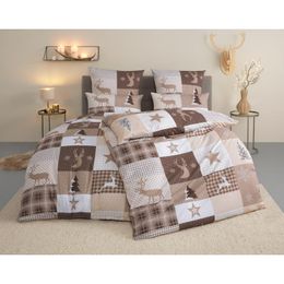 OTTO home Bettw&auml;sche &raquo;Nicholas&laquo; 2 Stk. Weihnachtsbettw&auml;sche, Winter, in 3 Qualit&auml;ten verf&uuml;gbar beige Microfaser, Obermaterial: 100% Polyester B/L: 