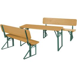 Roba Kindersitzgruppe &raquo;Outdoor Party-Garnitur f&uuml;r Kinder, natur/gr&uuml;n, aus Holz&laquo; 3 Stk. tlg. mit Lehne beige Massivholz Einheitsgr&ouml;&szlig;e