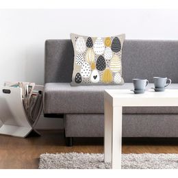 queence Dekokissen &raquo;Easteregg&laquo; mit bunten Ostereiern gelb Polyester B/L: 40cm x 40cm, 1 Stk.