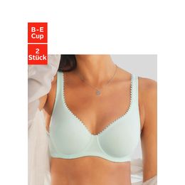 Damen T-Shirt-BH, PETITE FLEUR BY LASCANA, Gr. 100, gr&uuml;n, Jersey, Obermaterial: 85% Baumwolle, 10% Polyamid, 5% Elasthan, BHs, mit B&uuml;gel,