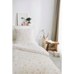 Primera Bettw&auml;sche &raquo;Bio Crepe Ranken&laquo; 2 Stk. mit filigranem Rankenmuster beige Seersucker, Obermaterial: 100% Baumwolle B/L: 155cm x 220cm, 1 Stk., 1 Stk., 