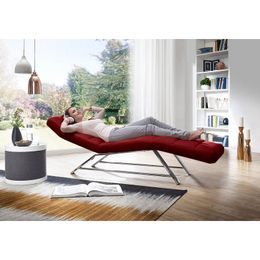 W.Schillig Relaxliege &raquo;daily dreams bequem und elegant, B/T 75/170cm&laquo; Funktionsliege wahlweise mit Motor, Gestell Chrom, Breite 75 cm rot Longlife 