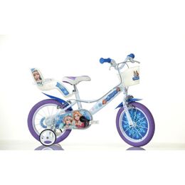 DINO BIKES Kinderfahrrad &raquo;16" Snowqueen Kinderfahrrad M&auml;dchen stabiler Stahl-Rahmen St&uuml;tzr&auml;der&laquo; 1 Gang mit St&uuml;tzr&auml;dern, Korb und Puppensitz wei&szlig; 25cm, 14 Zoll (
