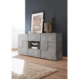 Home Affaire Sideboard &raquo;Dama Breite 181, Kommode 2 T&uuml;ren u. 2 Schubk&auml;sten, Anrichte&laquo; Front in 3D-Optik, viel Stauraum, verschiedene Farben grau 